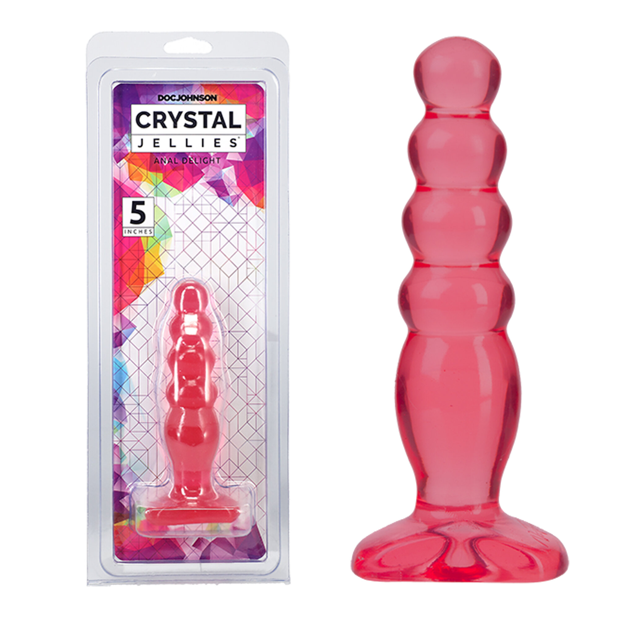 Doc Johnson Анальная ёлочка Crystal Jelly, розовая (14, Ø 3.8 см)