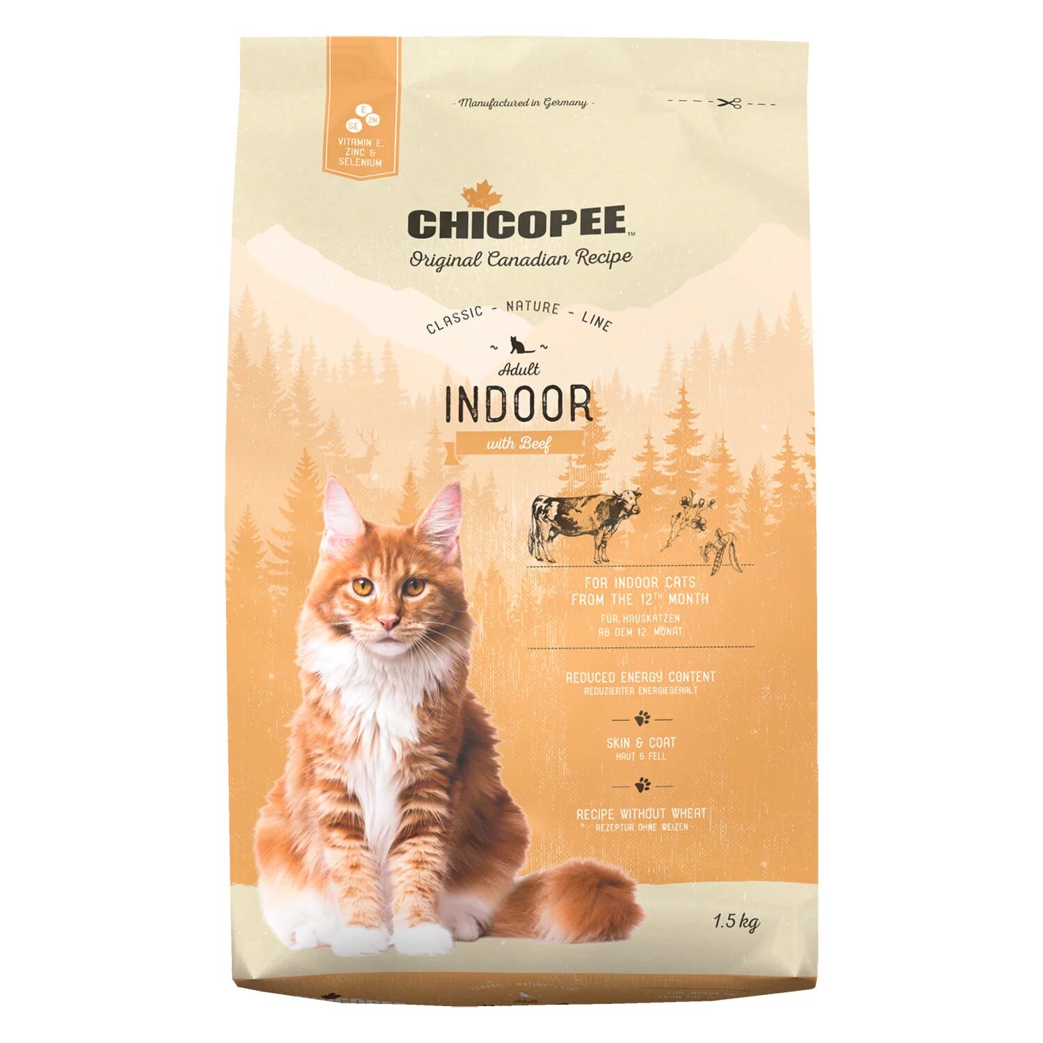 Сухой корм для домашних кошек Chicopee CNL Cat Adult Indoor, с говядиной 1,5 кг