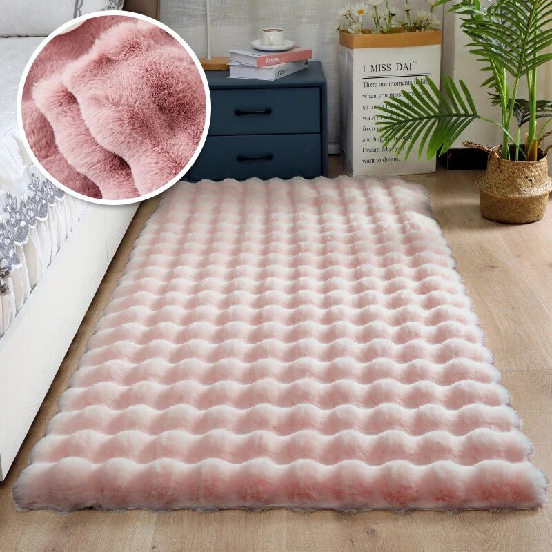 Плюшевый ковер леorate кролик для спальни, 90x160cm, Розовый