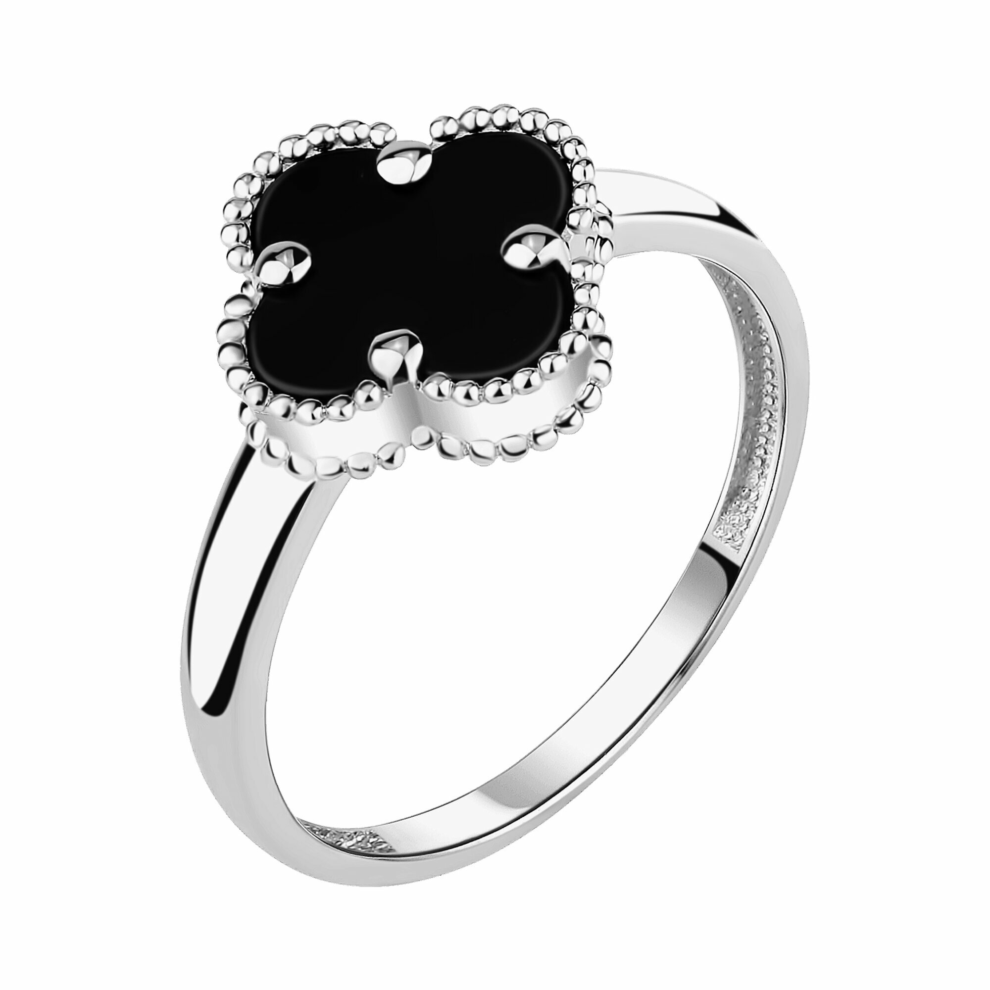 Кольцо, серебро, 925 проба, родирование, оникс