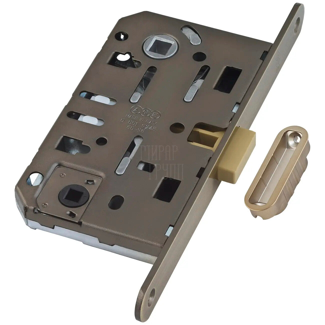 B06102.50. xx.640 AGB (АГБ) Защелка врезная WC MEDIANA POLARIS с отв. планкой (скин) бронза