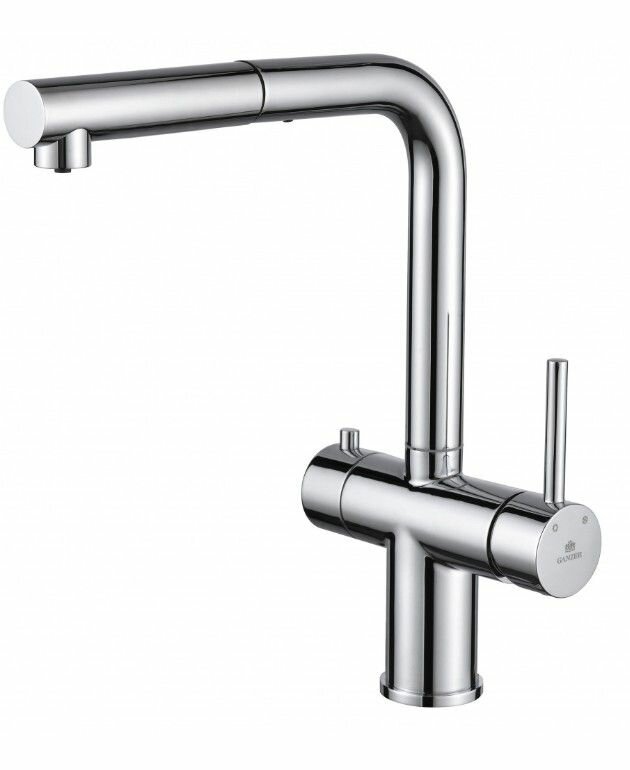 Смеситель для кухни GANZER GZ16036 с подключением к фильтру и выдвижным изливом