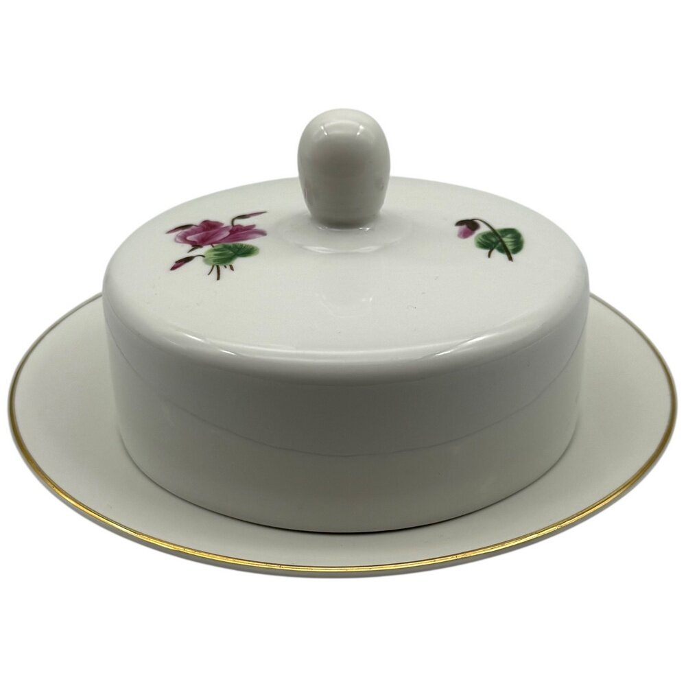 Масленка "Клематис", круглая, 1973-1976 гг, фарфор, Fortuna Eisenberg, ГДР