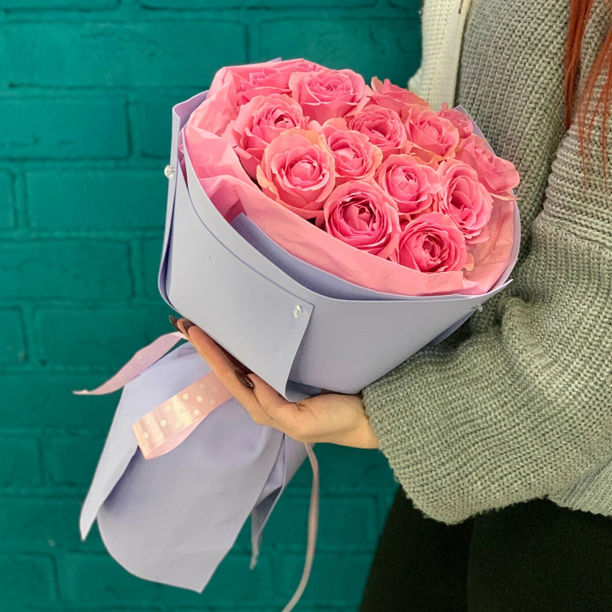 Букет из 15 розовых роз