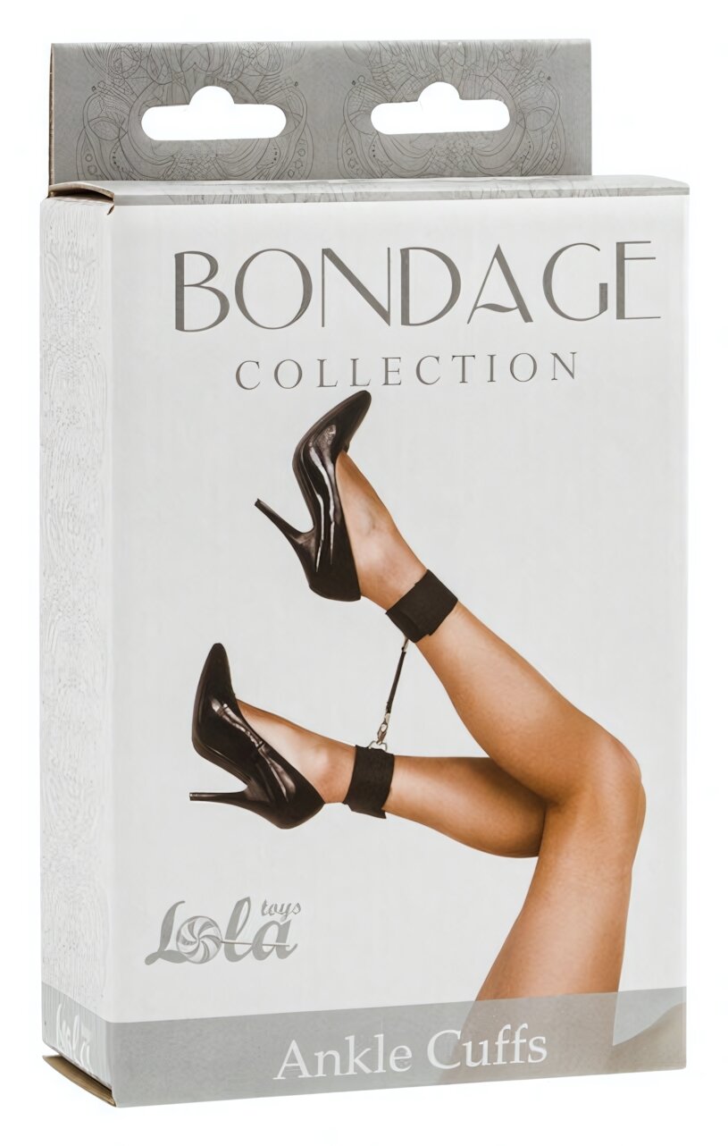 Фиксаторы для ног 'Bondage Collection', полиэстер, черный с серебряным, 39 см, 2 карабина