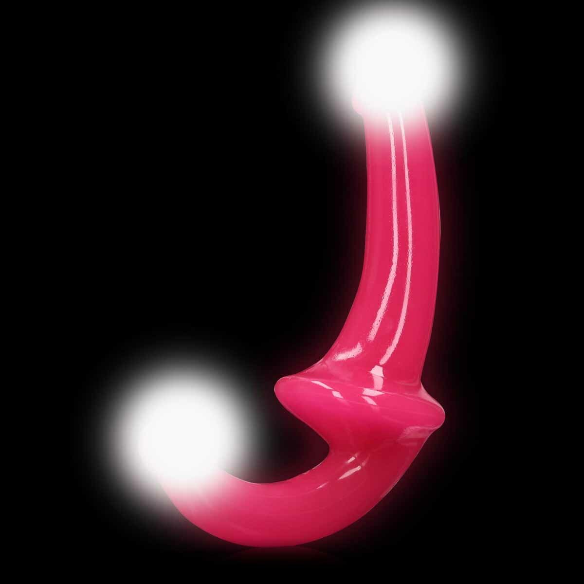 Страпон безремневой люминисцентный розовый 13,5 см