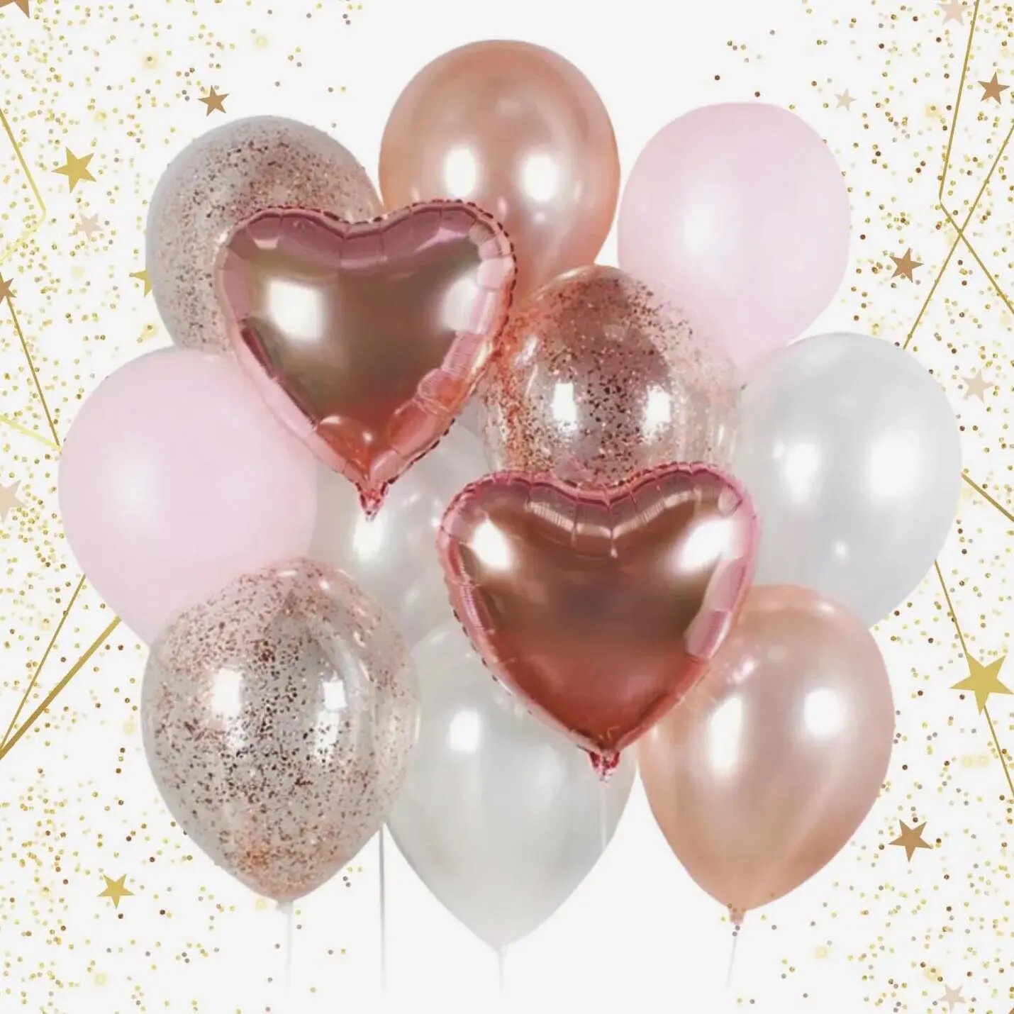 Набор шаров фольгированных 12 шт «Пудровый блеск», латекс, фольга, праздничное оформление