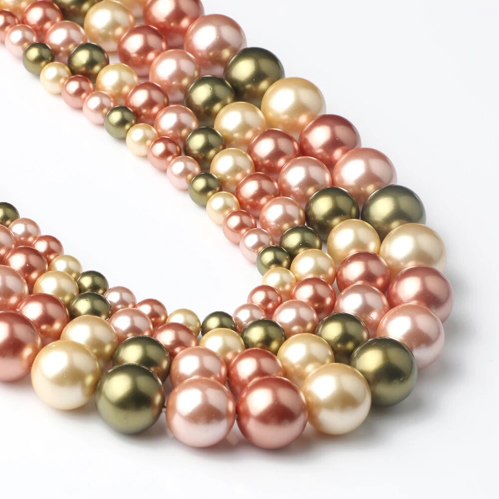 Натуральные жемчужные бусины LASOFAMIRE 15 дюймов 10mm 34pcs beads, Multicolor 14