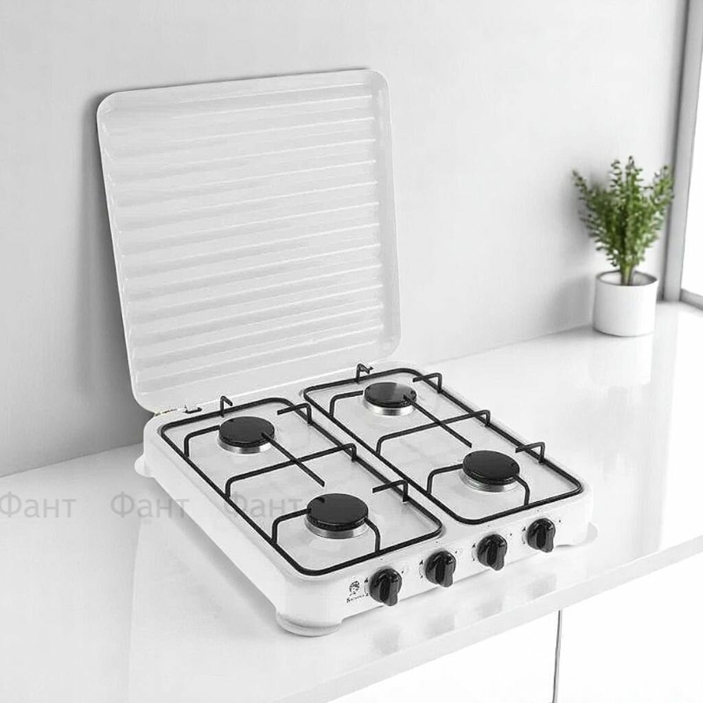 Настольная газовая плита Василиса ВА-6504, 4 конфорки, белая (OL)