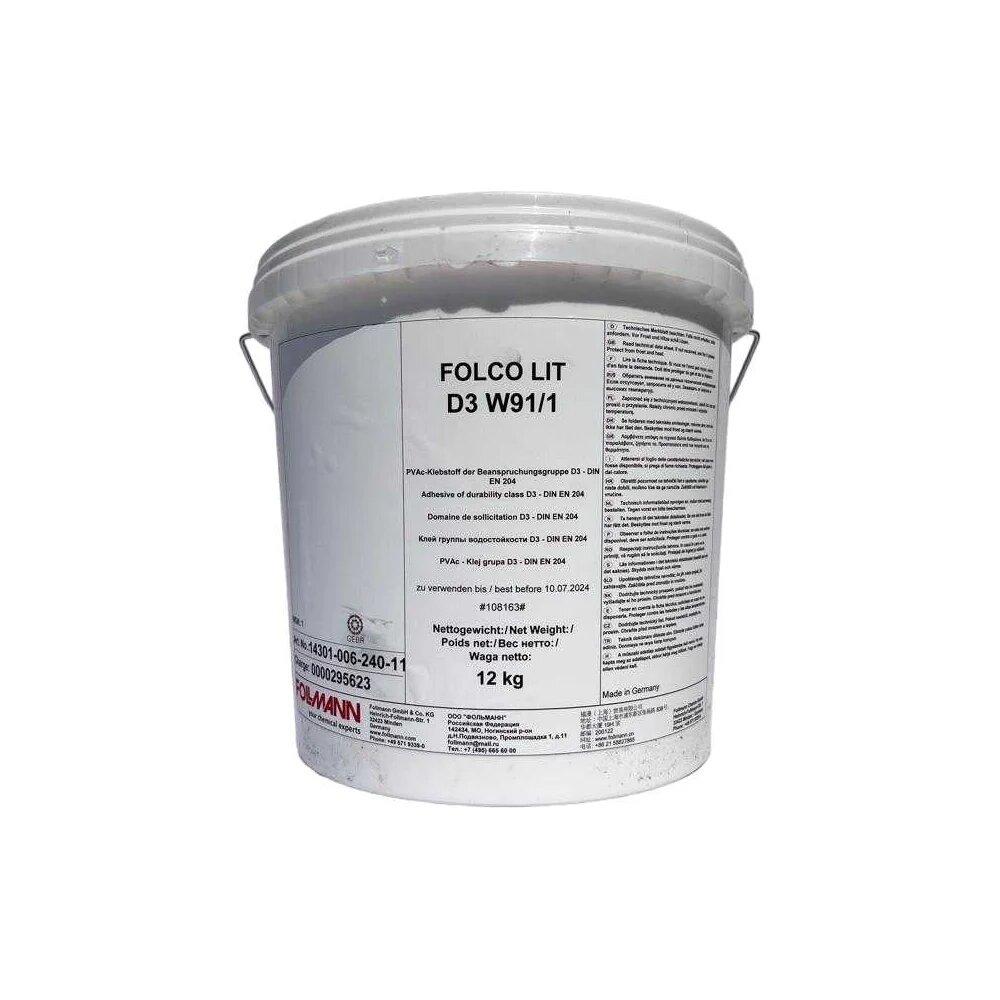 Follmann Клей FOLCO LIT D3 W91/1 (ведро 12 кг) 14301-006-240-11