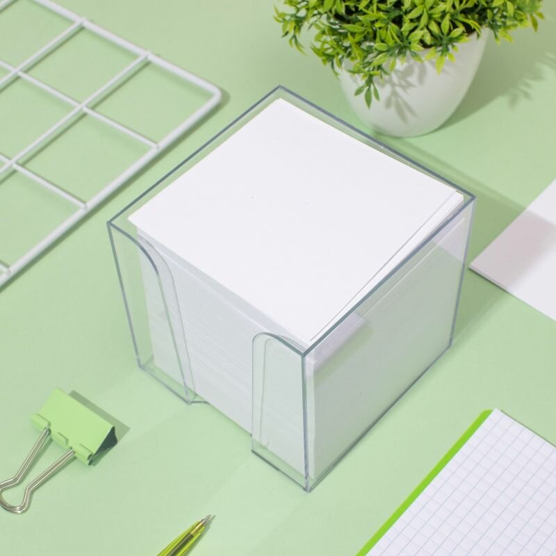 Блок для записей в подставке комус в стакане 9х9х9 белый блок 100 г