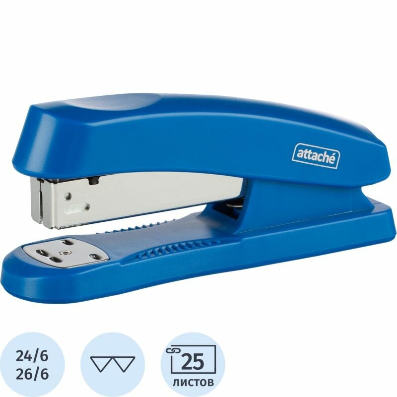Степлер Attache Flash (№24/6-26/6) до 25л, пластик, гл. закладки:90мм, синий