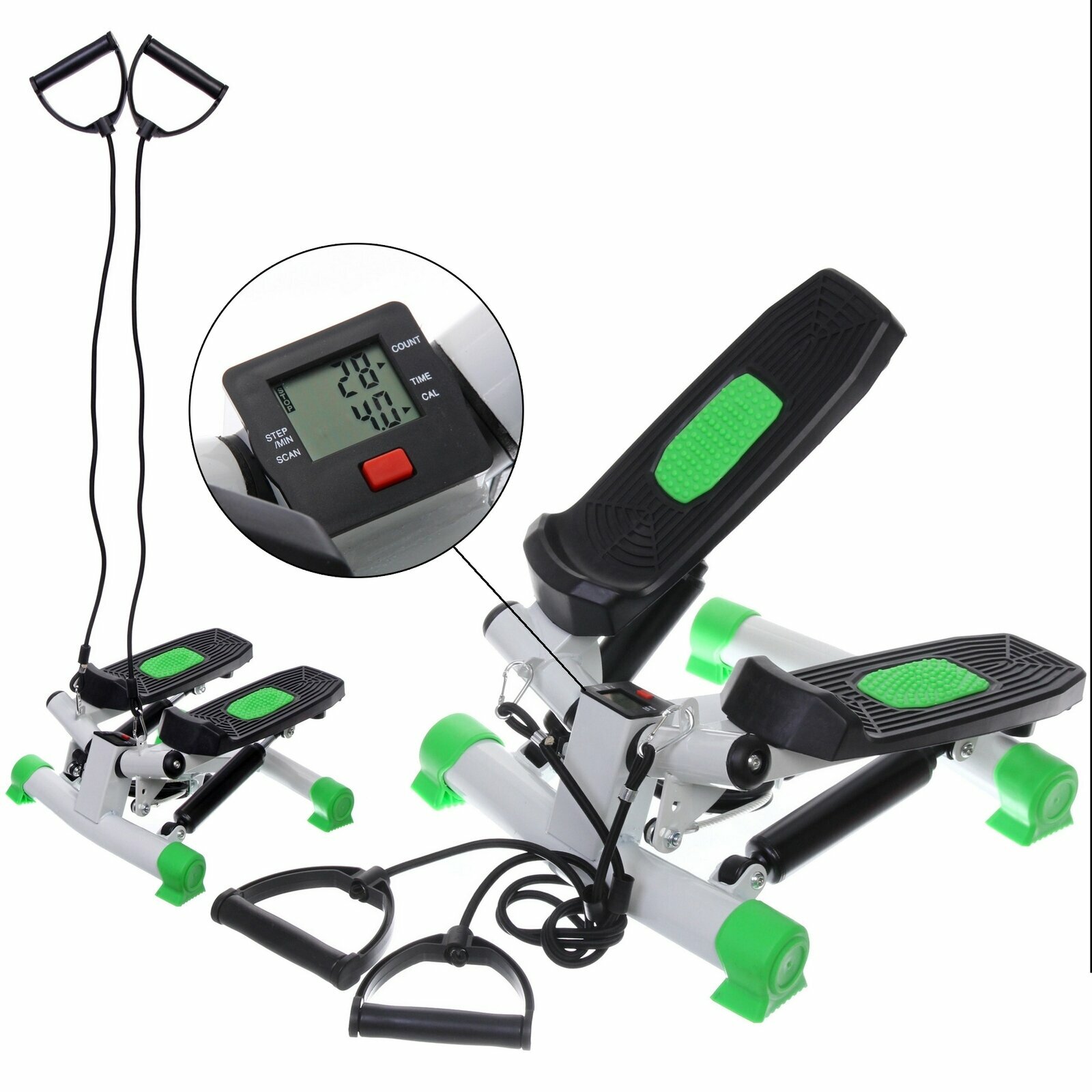 Степпер с эспандерами, кардиотренажер для дома, антискользящий, металл и пластик