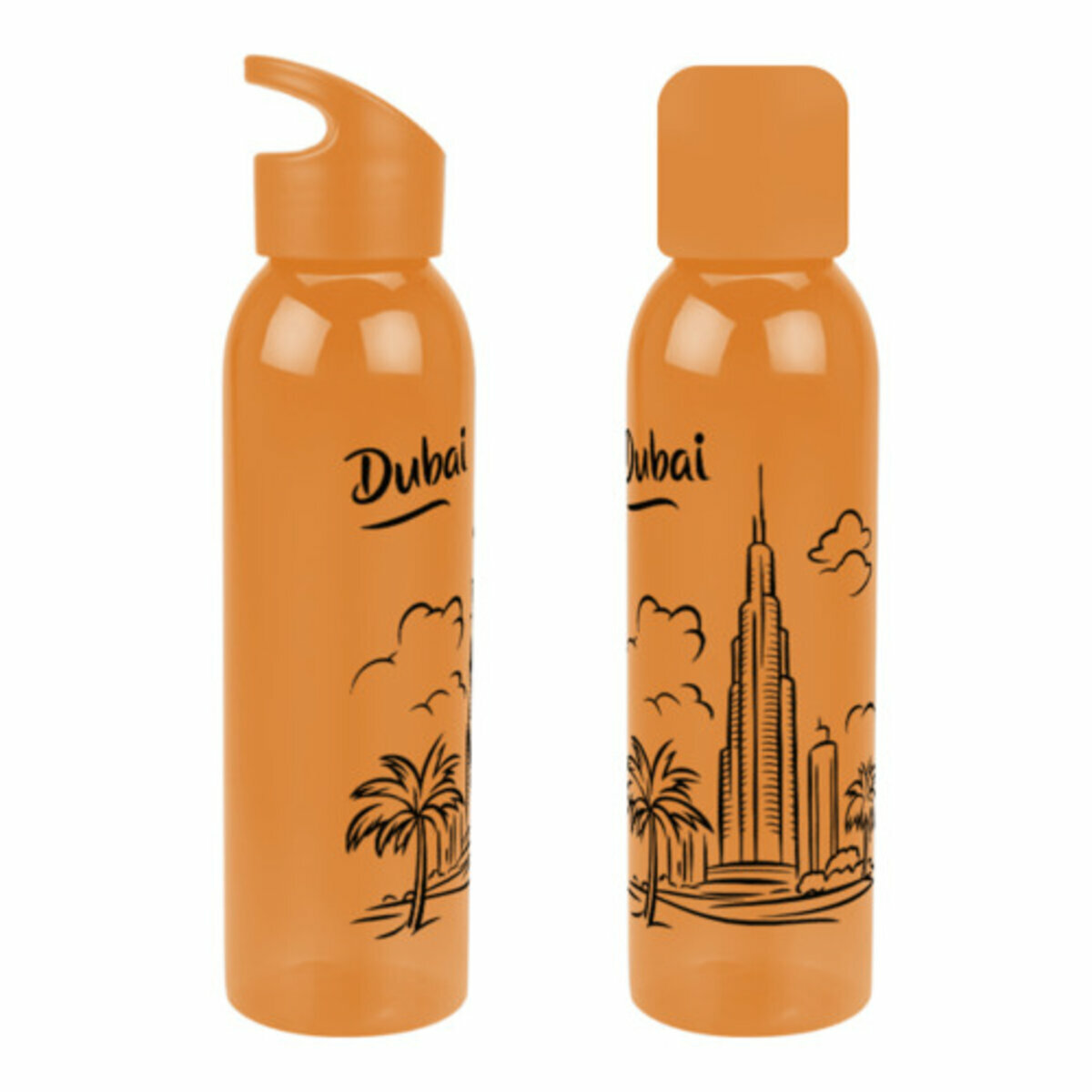 Бутылка для воды «Дубай. Башня Бурдж-Халифа. ОАЭ. Архитектура» (оранжевый)