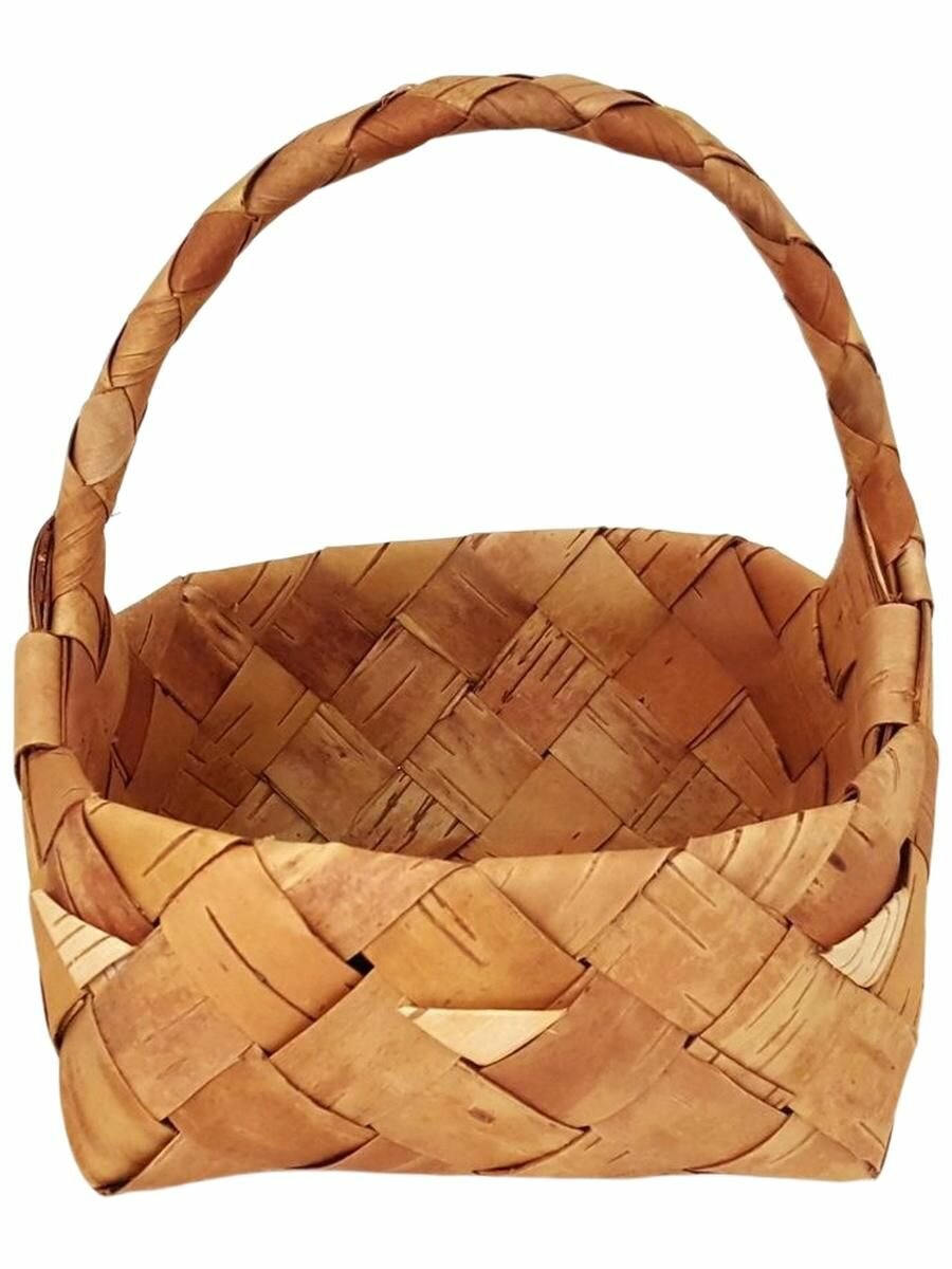 Сувенир, Корзиночка плетеная пасхальная большая, ручное плетение из бересты