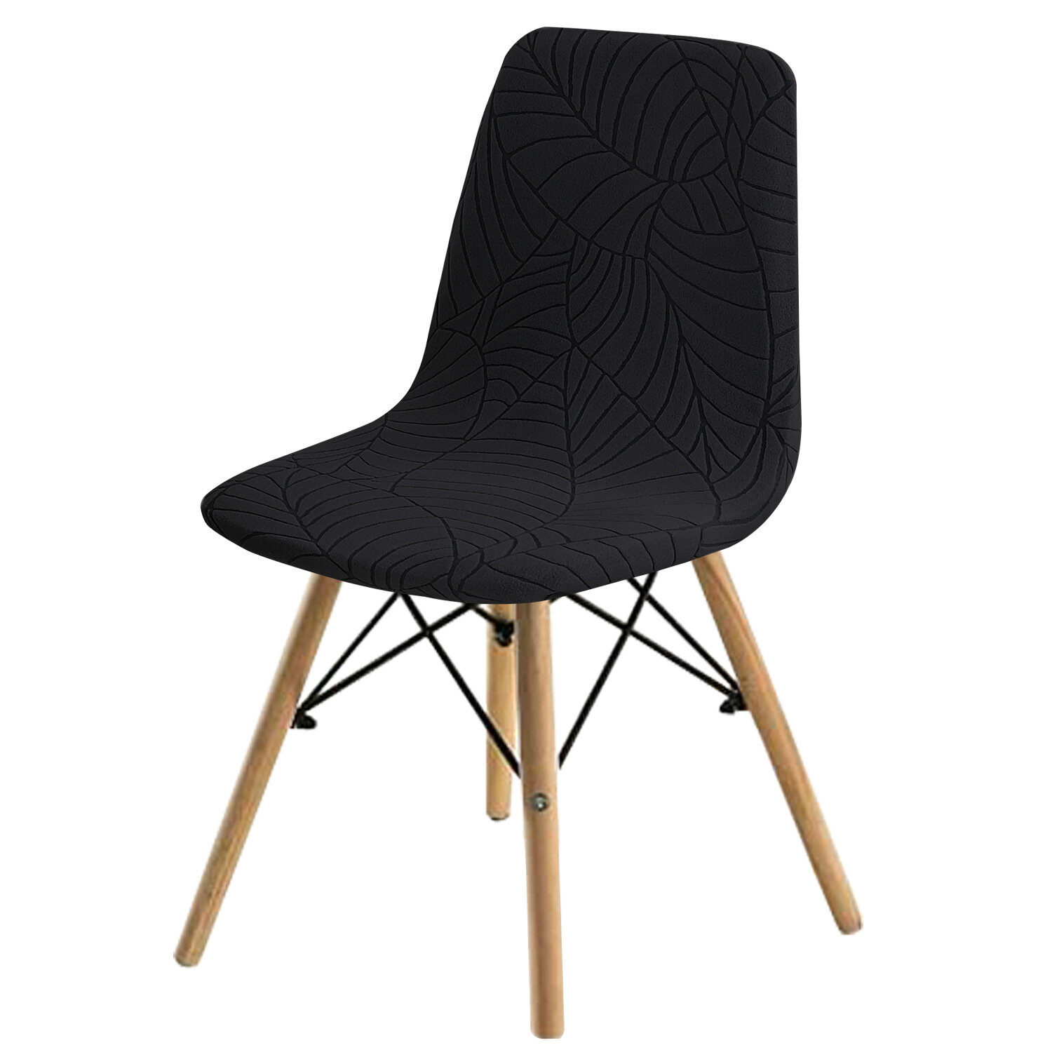 Чехол Eames Stretch, листовой жаккард, скандинавский стиль, черный