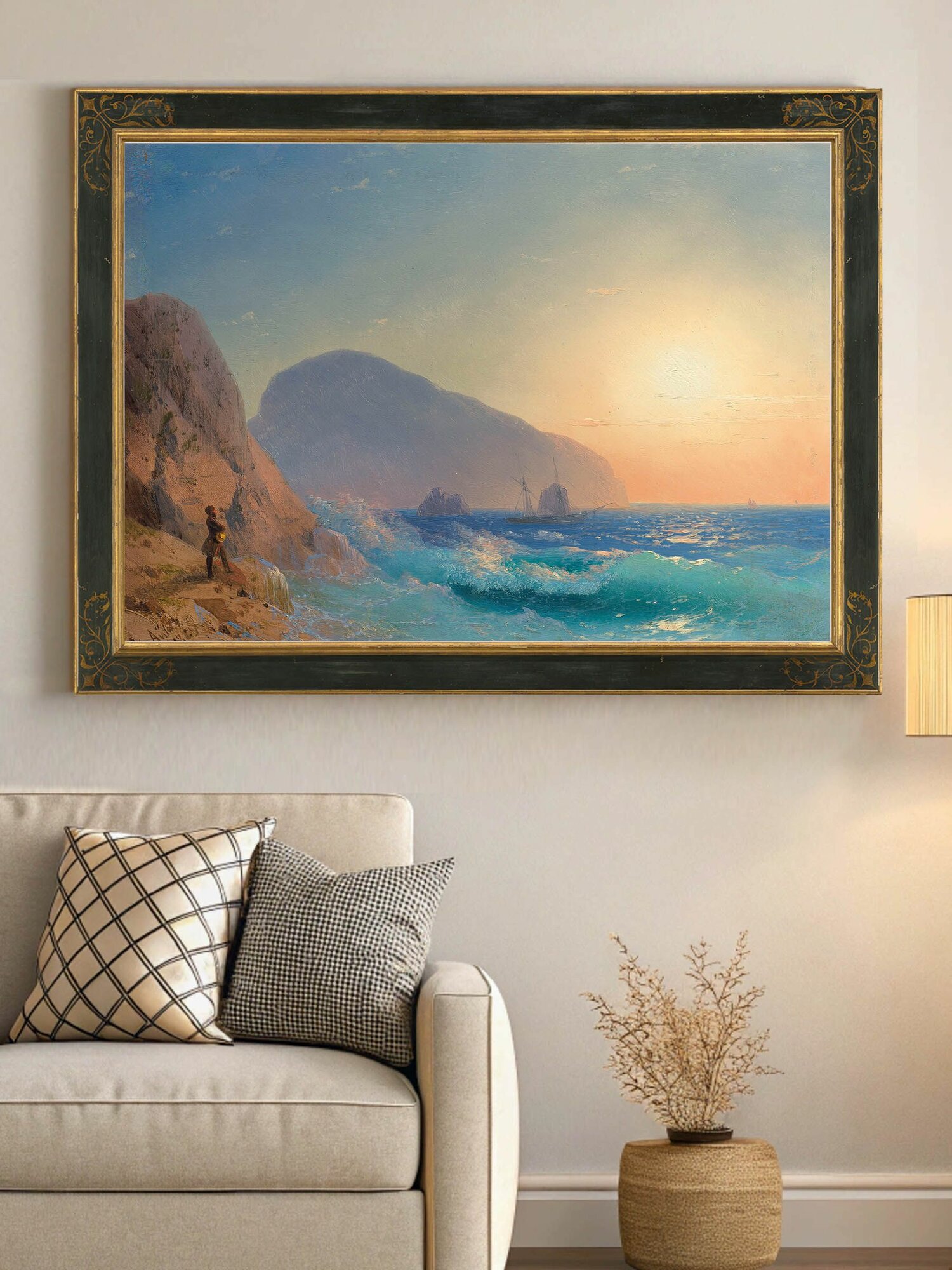 Картина Иван Айвазовский "Пушкин, смотрящий на Аю-Даг, Крым", без рамы, размер А3