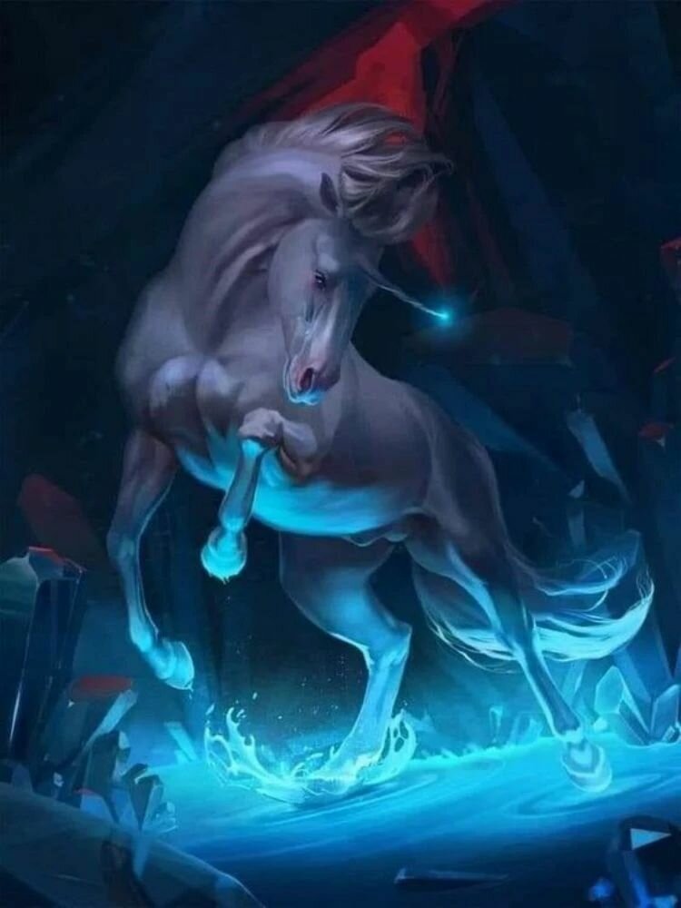 Алмазная картина "Единорог" алмазная огранка 40х50 см,40x50cm, белый