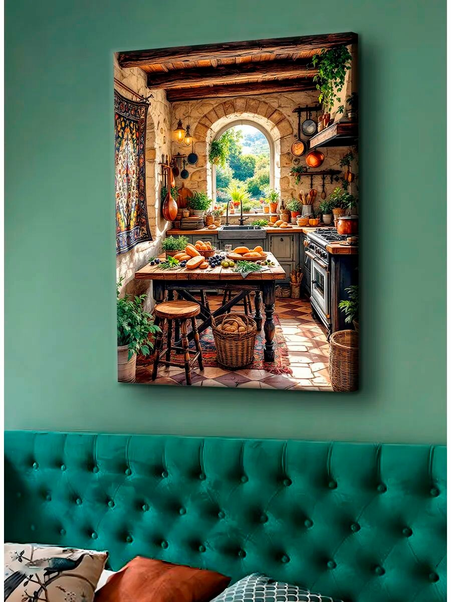 Картина "Кухня в тосканском стиле", интерьерная 30х40см 1шт.