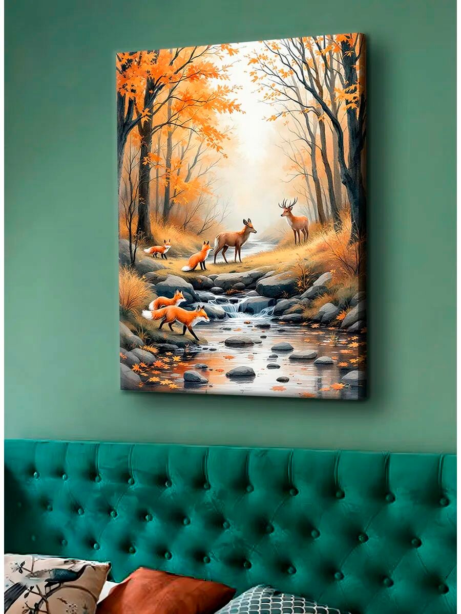 Картина "Лисы", на стену 50х70см 1шт.