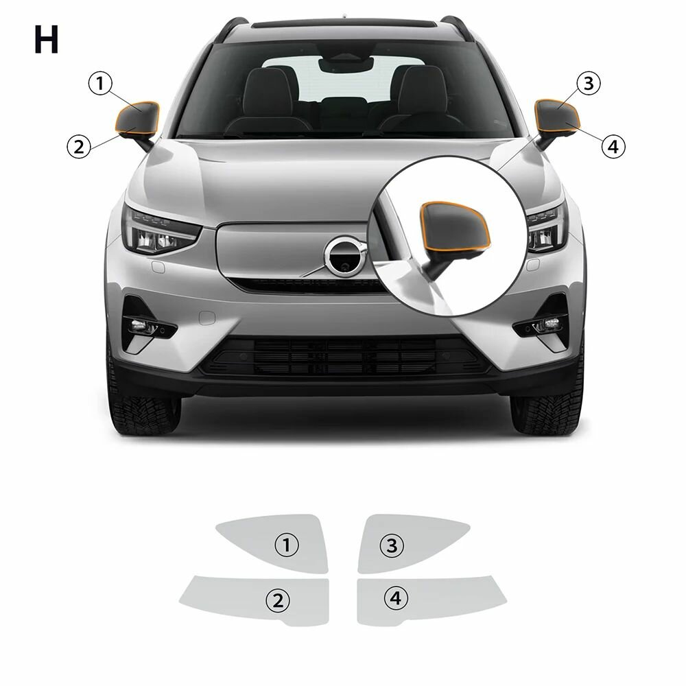 Volvo XC40 Recharge 2023 - 2024 Пленка защиты краски автомобиля фонаря заднего вида столбов А Б против царапин предварительно разрезанная TPU PPF