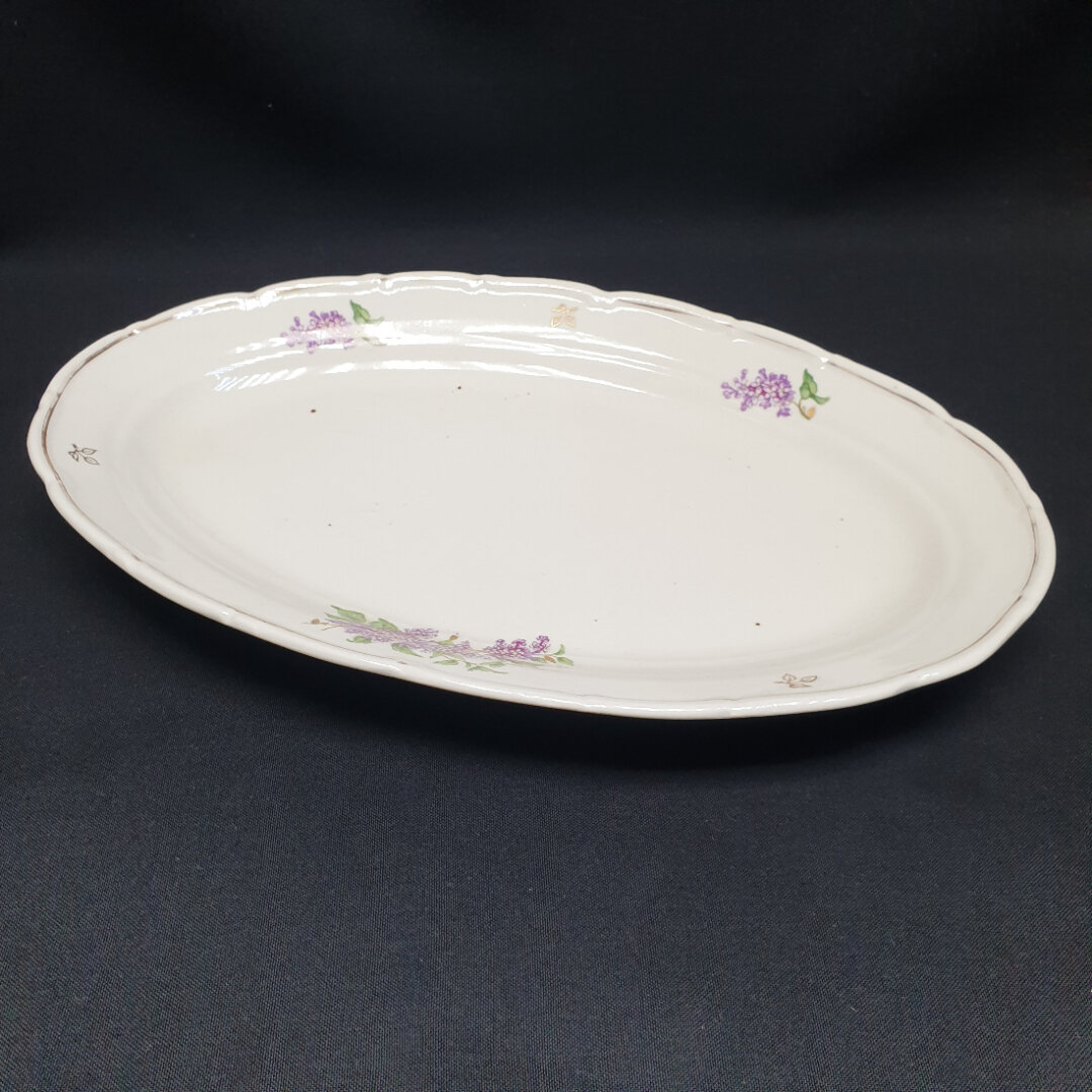 Блюдо Дулевский ФЗ, фарфор деколь длина 35.5 см, винтаж СССР