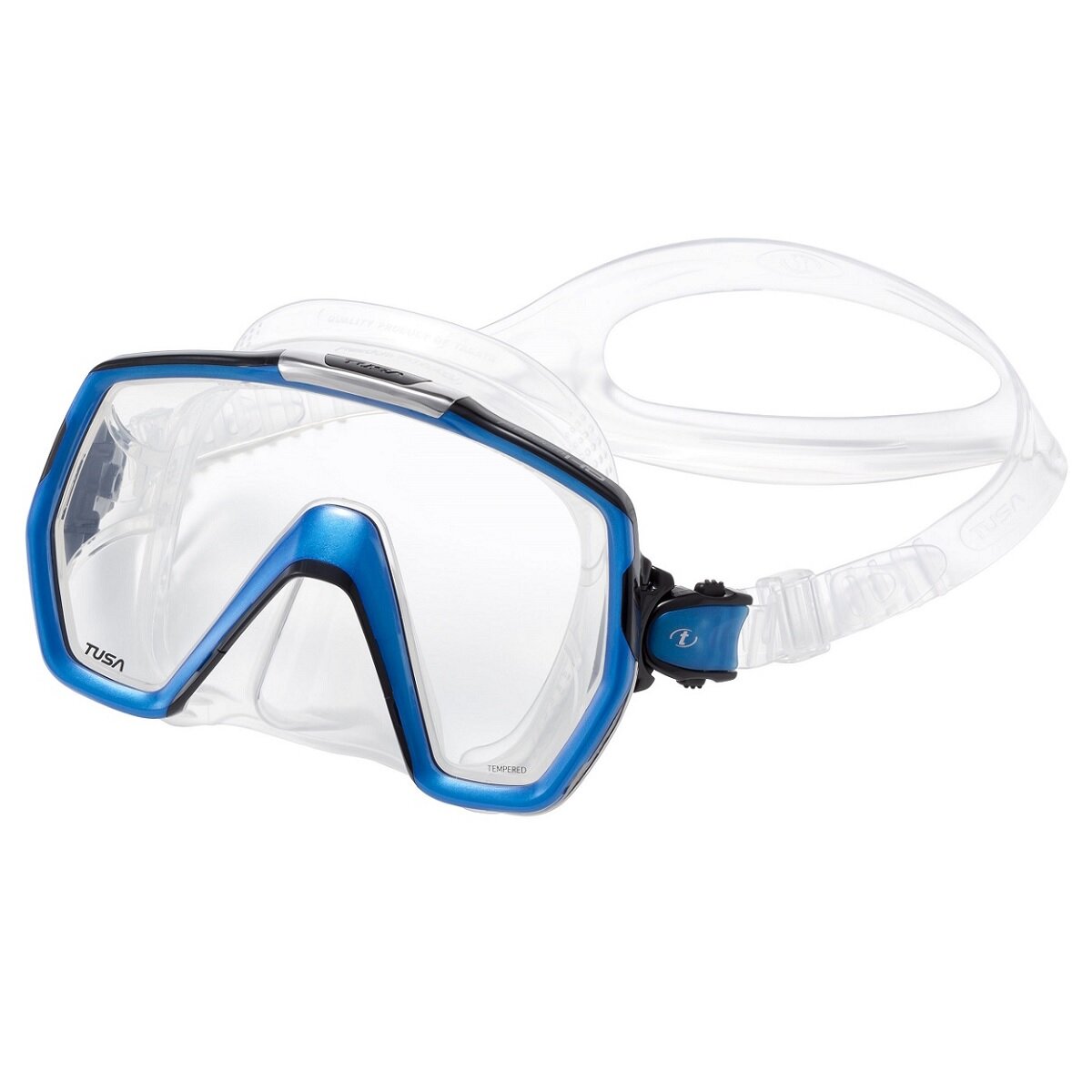 Маска для дайвинга TUSA M1001 Freedom HD прозрачный силикон, синяя рамка