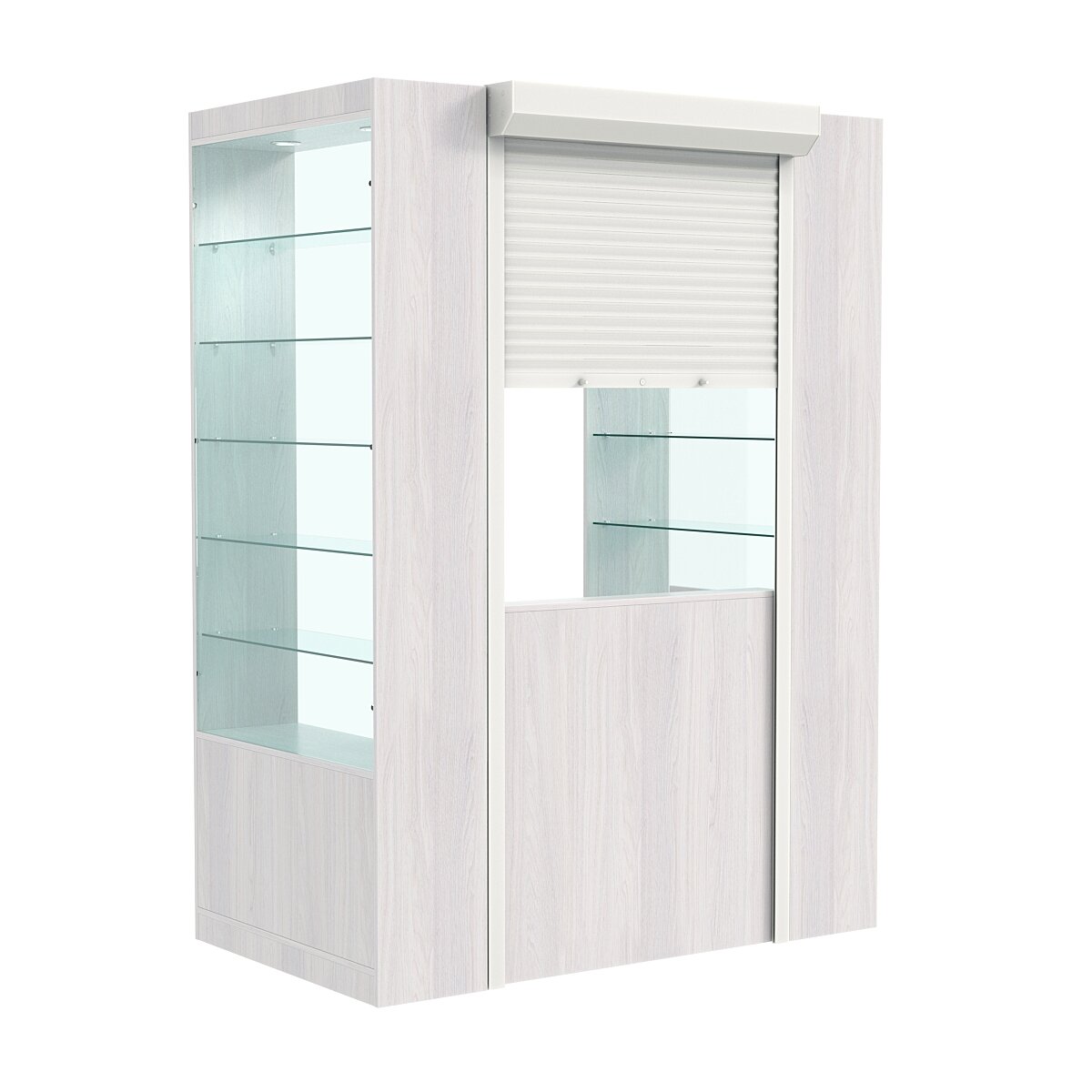 Недорогой П-образный павильон №3-5П (1,35 кв. м), Ясень Анкор светлый