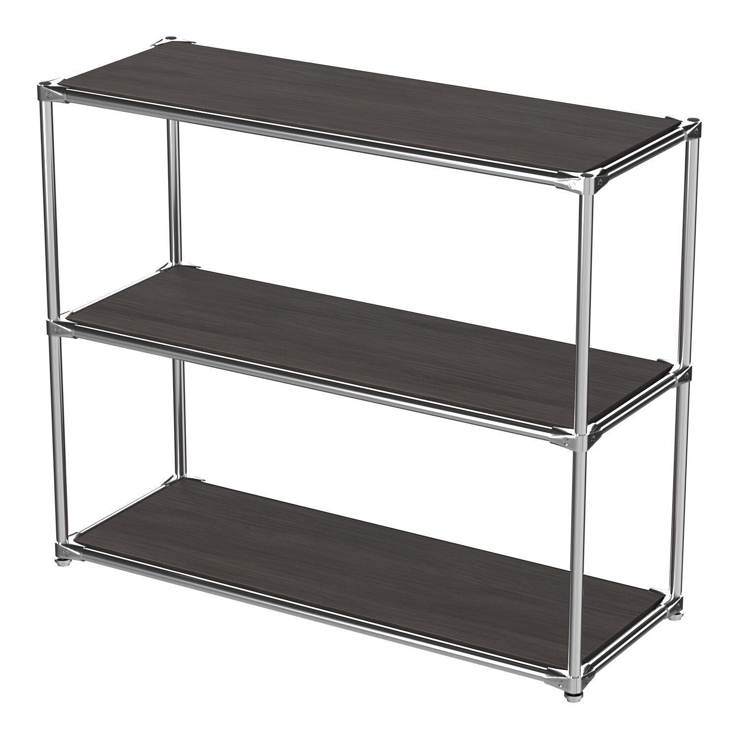 Хромированный стеллаж стиль №3г с полками под цвет дерева, Грейвуд