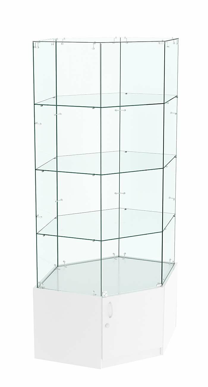 Витрина "Истра" угловая №18, шестигранная (З/С - стекло), Белый