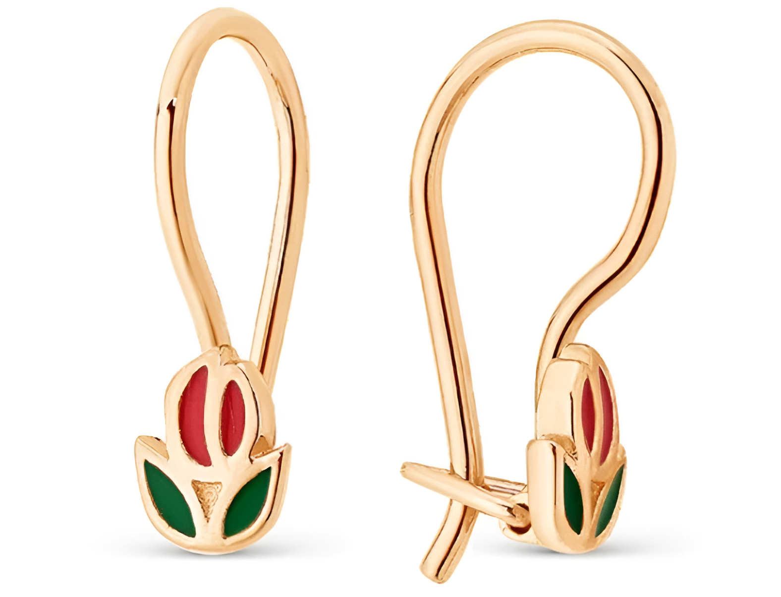 Серьги с подвесками, красное золото, 585 проба, финифть