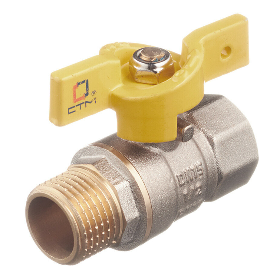 Кран шаровой газовый 1/2 ВР(г) х 1/2 НР(ш) бабочка