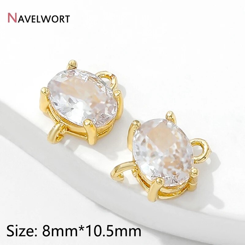 NAVELWORT Позолоченные латунные овальные подвески для сережек 6 штук 2 pieces, 18K gold plated