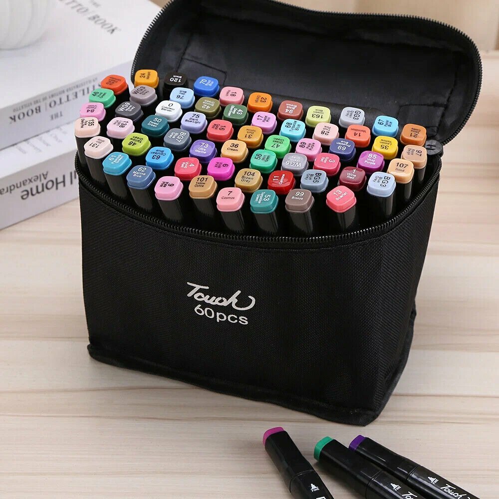 Маркеры для скетчинга-Набор двусторонних фломастеров -60шт