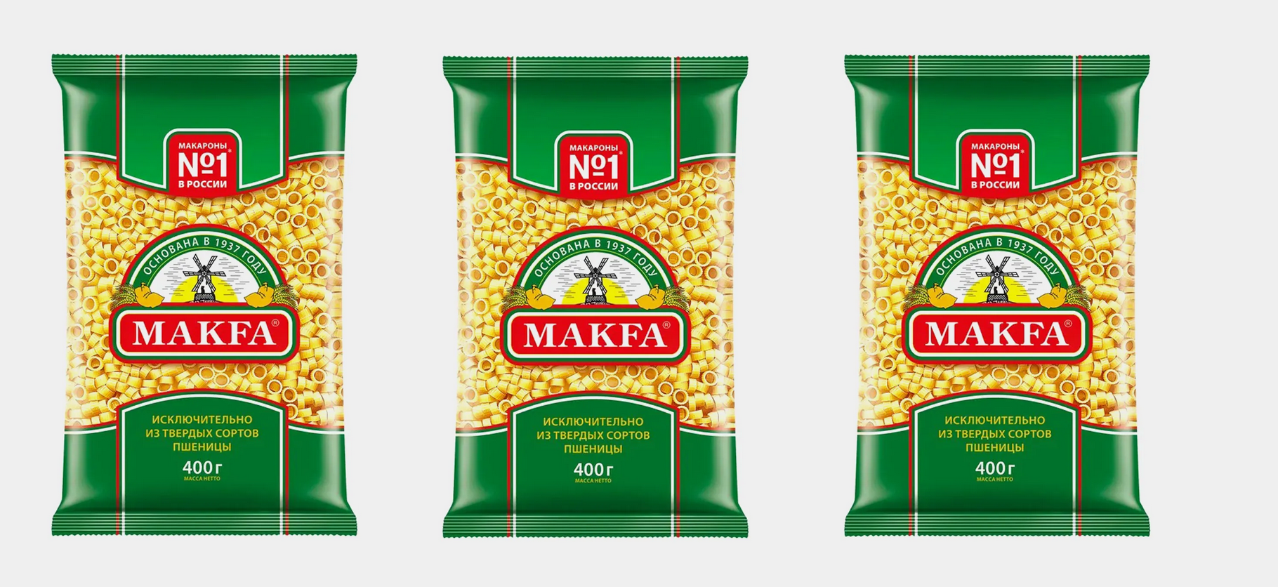 Макаронные изделия макфа Кольца, из твердых сортов пшеницы, 400 гр - 3 штуки
