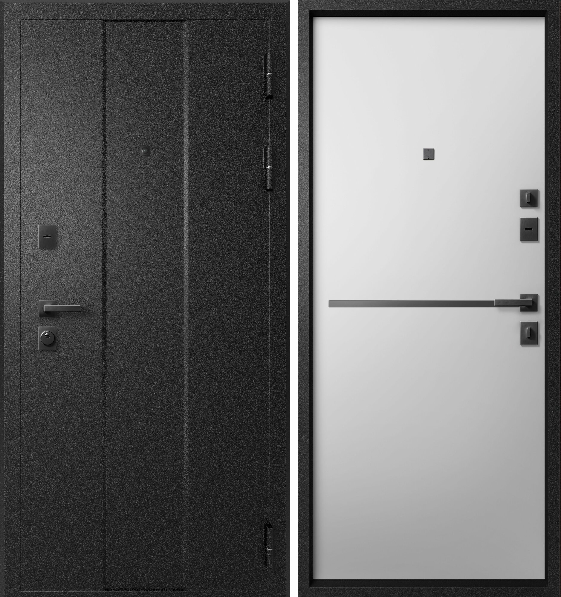 Дверь входная металлическая Эталон М-7 Черный муар-Грунт белый 860 левая