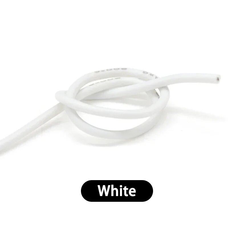 Термостойкий силиконовый кабель 1/5 м UL Silicone wire 20 AWG, белый, 5m