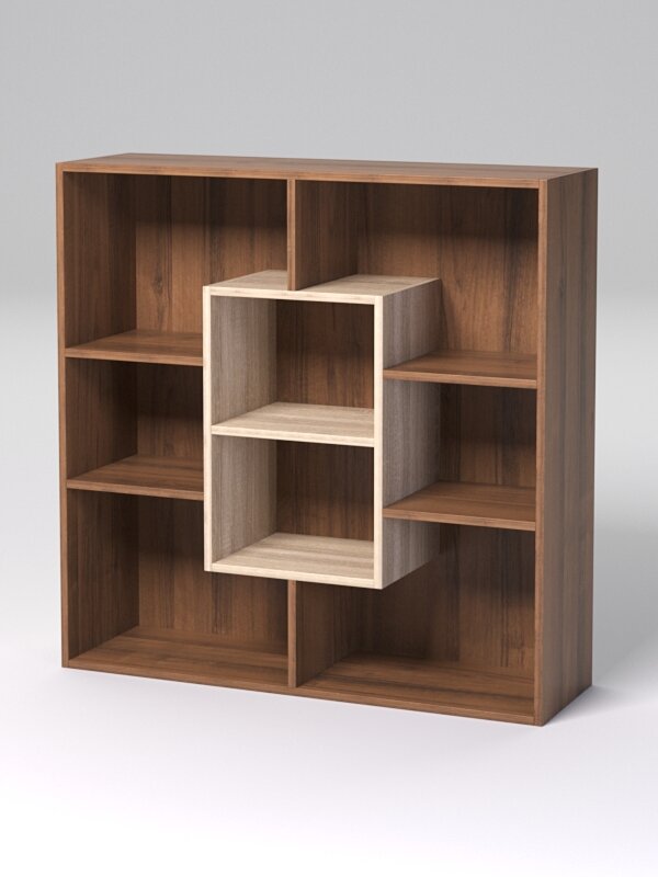 Антресоль "домашняя" для книг №2А с 8-ю ячейками (задняя стенка - ДВП), Орех и Дуб Сонома