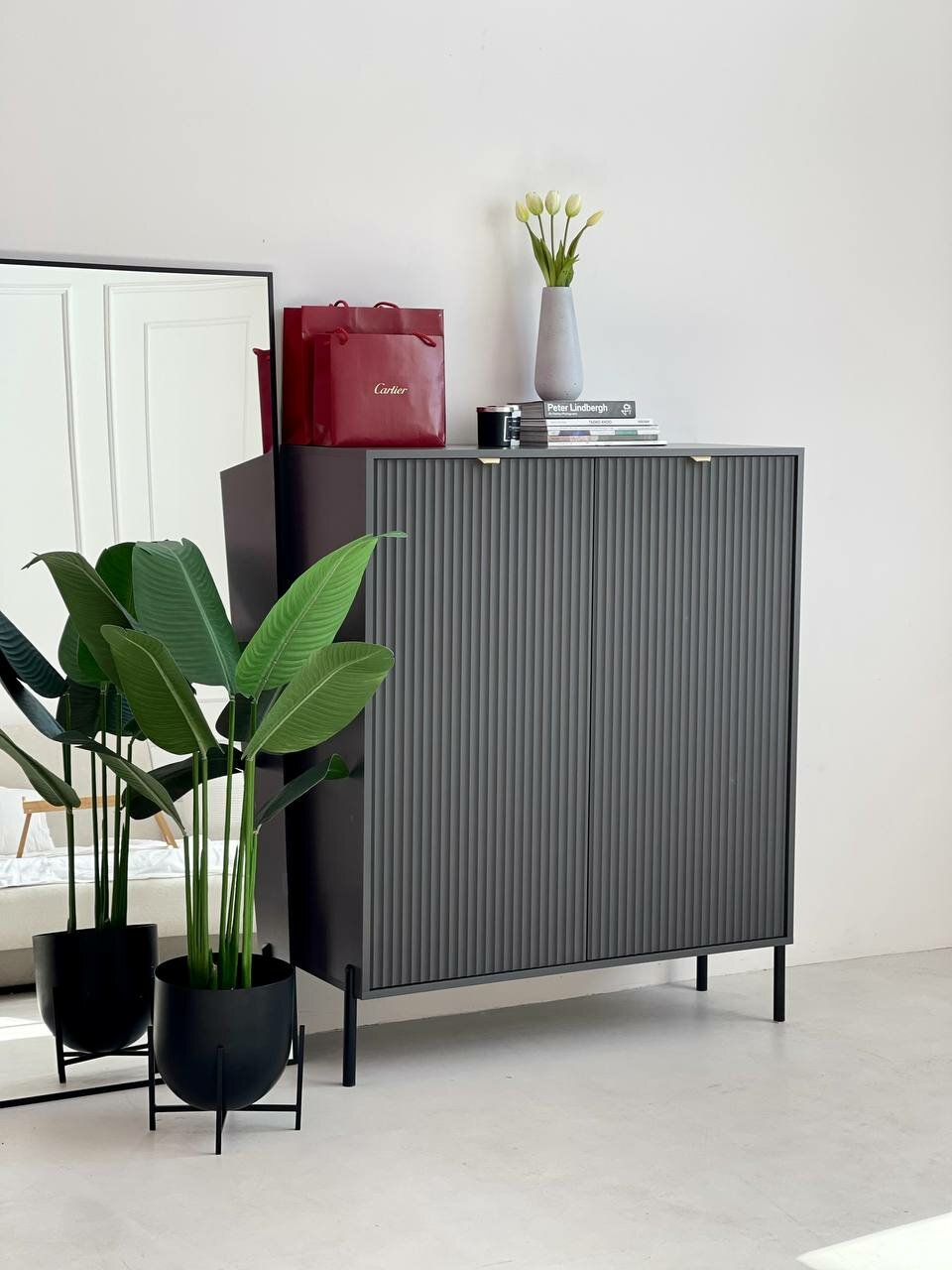 Mebelroom.shop тумба двухдверная, комод антроцит 104х125х39 см