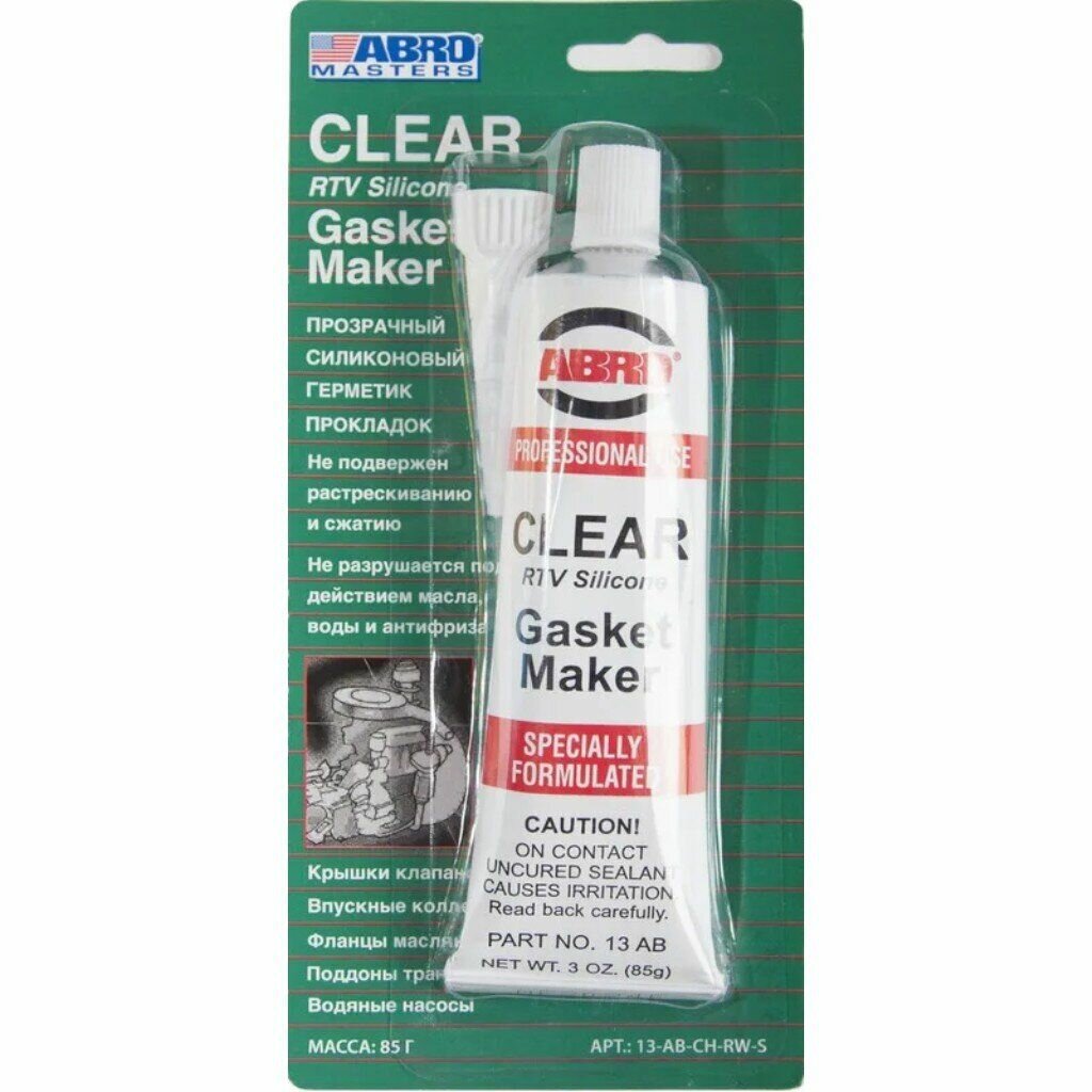 Герметик силиконовый, Abro, 13-AB-CH-RW-S, 85 г, прозрачный, термостойкий
