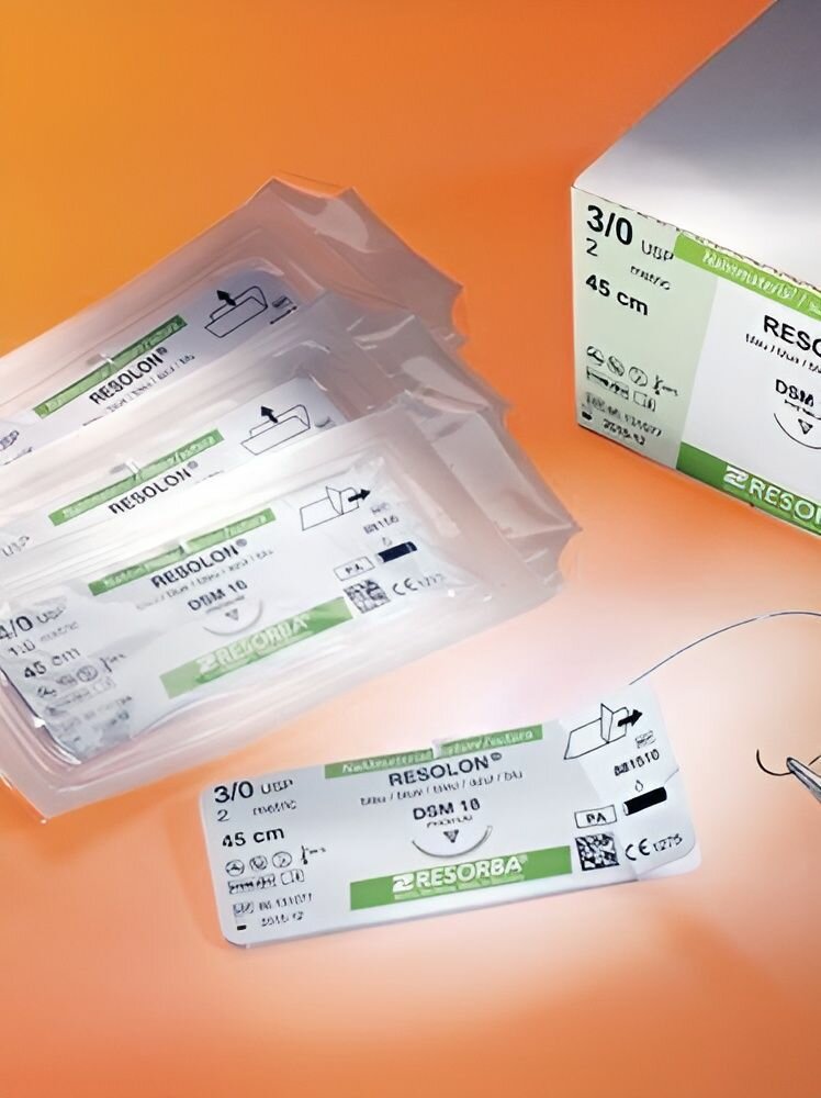 Шовный материал Резолон DS 1, 1.5 EP 4-0 USP, 0.75 m, синий 1 шт