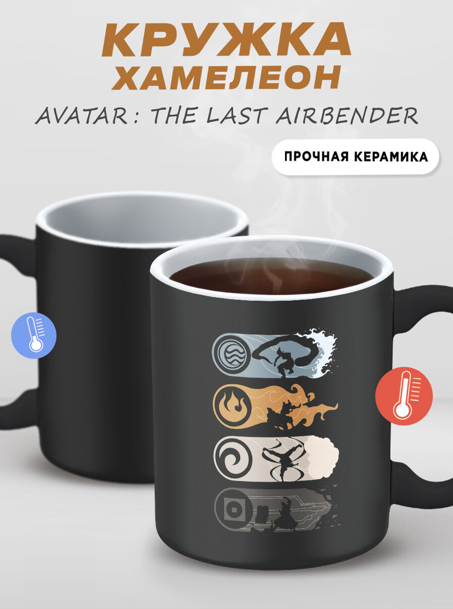 Кружка MEM STORE "Аватар Аанг", аниме дизайн, керамика, 330 мл, хамелеон