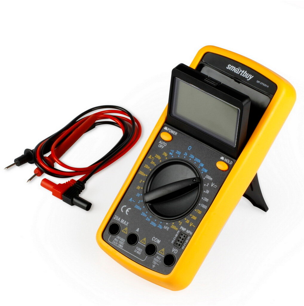 Мультиметр DT9201A, противоуд, многофункц, в компл: щупы, крона, Smartbuy tools (SBT-DT9201A)/40