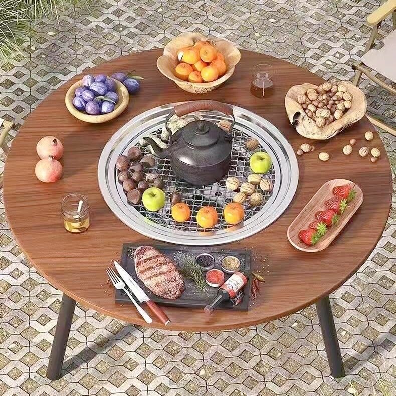 Переносной корейский гриль-барбекю, складной, со столиком