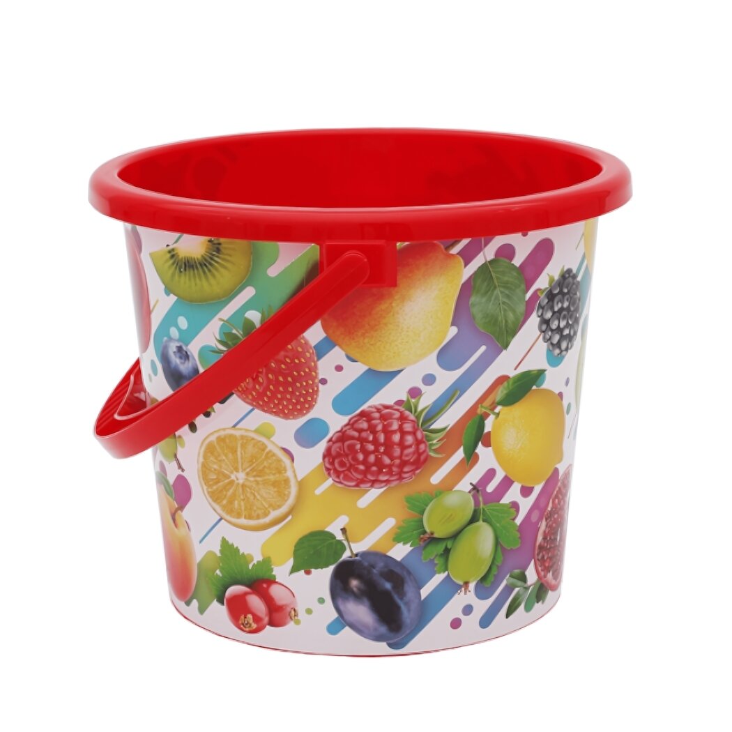Ведро пластиковое 5л "Фруктовое настроение" Tиснение, яркий дизайн, экологичный материал, ручка