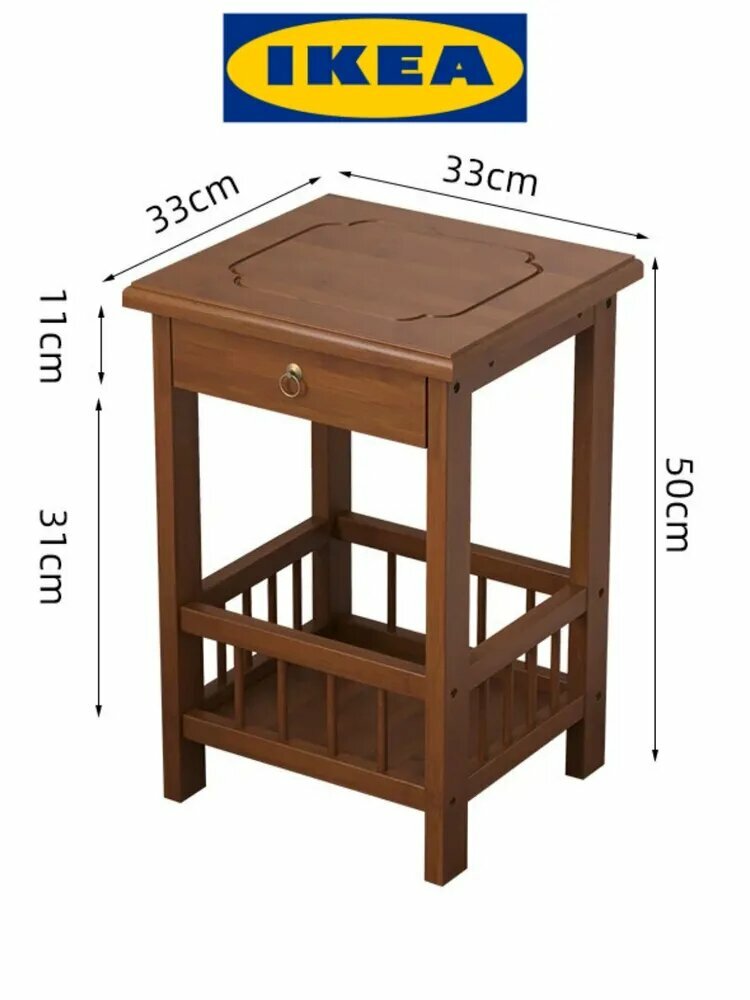 Приставной столик IKEA GZTC, бамбуковый, квадратный, 33x33x50см