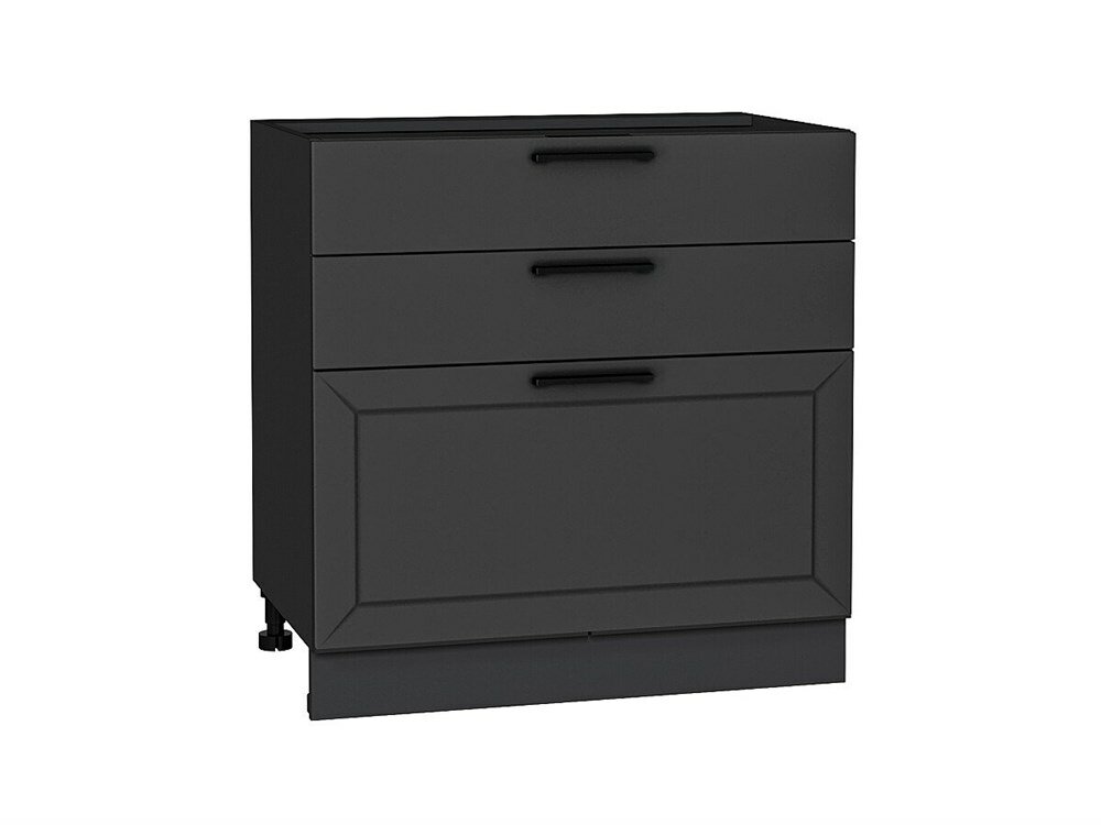 VVT Шкаф нижний с 3-мя ящиками Глетчер Graphite, Маренго Силк, 800