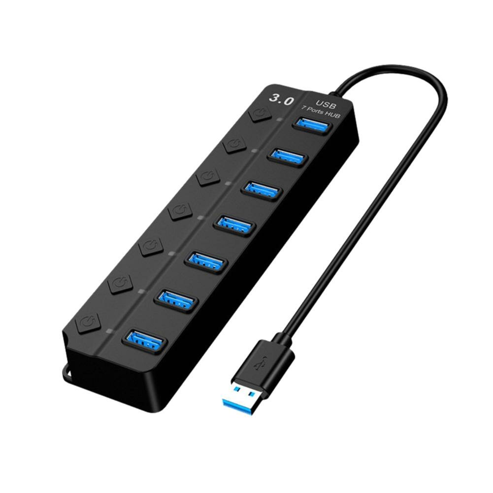 USB Hub Разветвитель для ноутбука/ USB хаб 3.0/ USB разветвитель на 7 портов/ usb hub с переключателем
