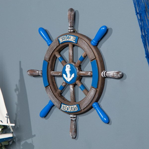 Декор настенный, панно "Штурвал путешественника", 34 см, цвет: коричневый