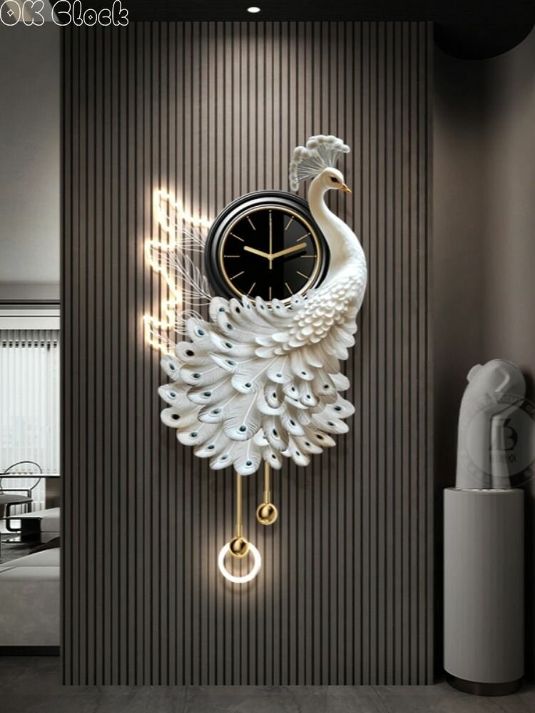 Имитация 3D павлина настенные часы с подсветкой